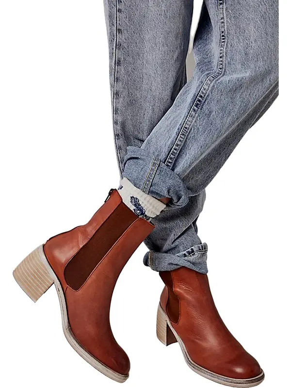 Free People Leather Chelsea Boots - Whiskey