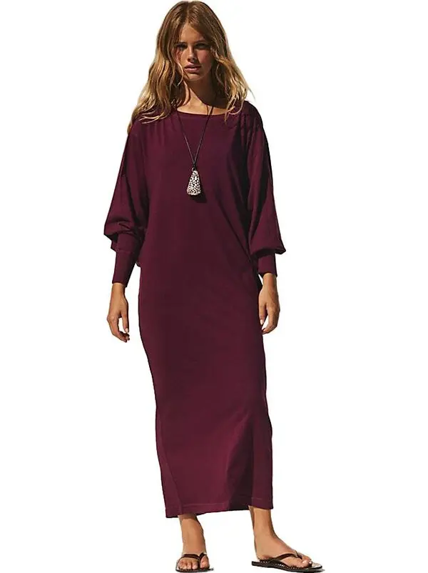 Free People Oversized Maxi Dress With Dolman Sleeves - Fig