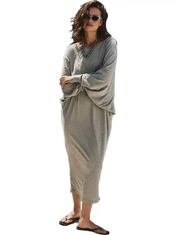 Free People Lifestyle Maxi Dress - Heather Grey Combo