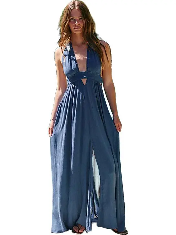 Free People Look Into The Sun Maxi Dress - Dark Denim