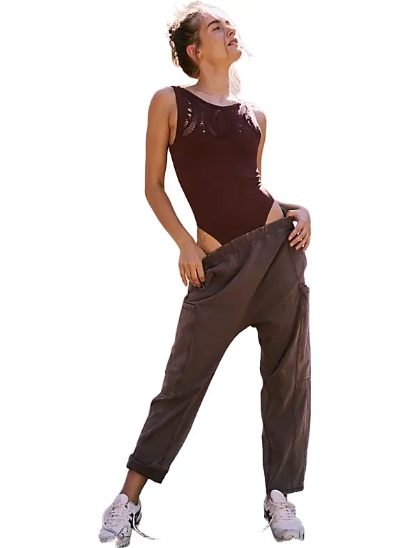 Free People Hot Shot Relaxed Fit Pants - Charcoal Brown