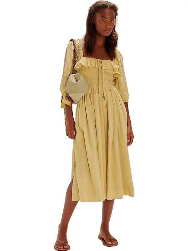 Free People Oasis Midi Dress - Lemongrass