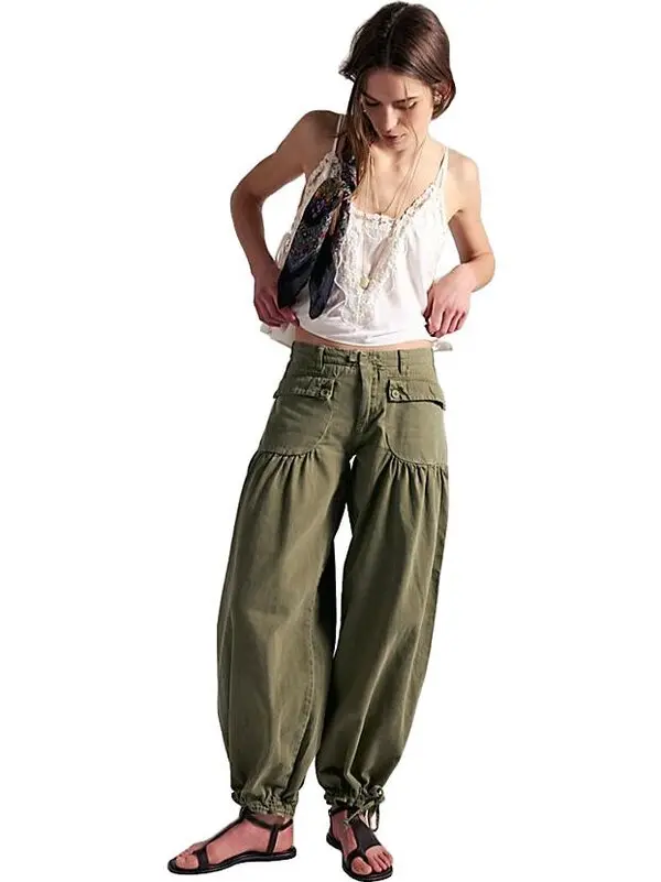 Free People We The Free Lotus Balloon Jeans - Army
