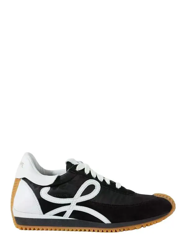 Loewe Flow Logo-appliquéd Leather Sneakers - Black