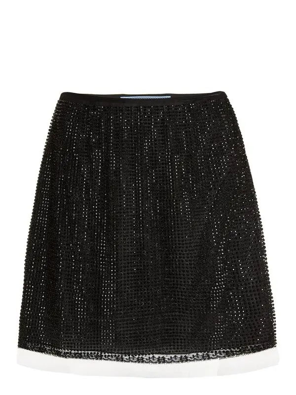 Prada Crystal-embellished Tulle Mini Skirt - Black