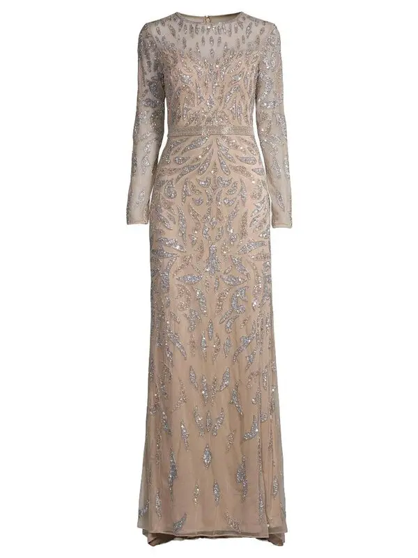 Mac Duggal Sequin Column Gown - Mocha