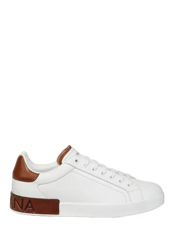 Dolce & Gabbana Portofino Leather Sneakers - White Tan