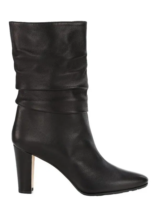 Manolo Blahnik Calasso 90mm Ruched Leather Boots - Black