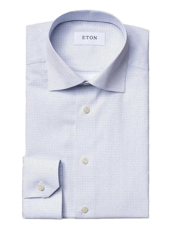 Eton Contemporary-fit Micro Print Long-sleeve Dress Shirt - Blue