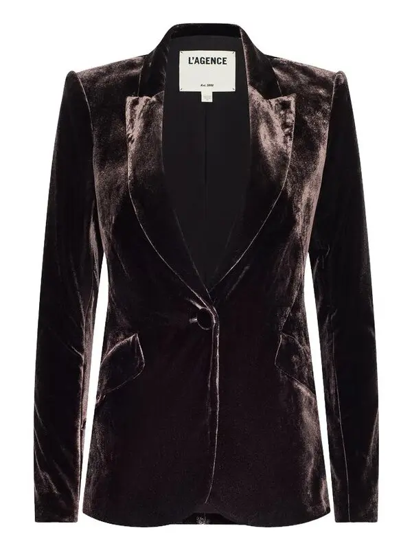 L'Agence Chamberlain Velvet Blazer - Dark Java
