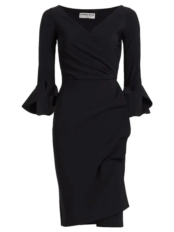 Chiara Boni La Petite Robe Trina Ruffle Sheath Dress - Black