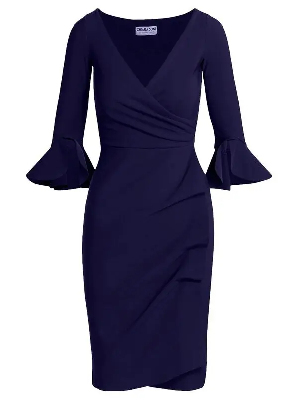 Chiara Boni La Petite Robe Trina Ruffle Sheath Dress - Blue Notte