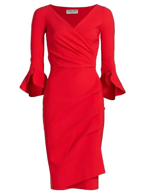 Chiara Boni La Petite Robe Trina Ruffle Sheath Dress - Geranium