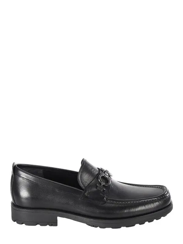 FERRAGAMO David Gancini Bit Leather Loafers - Nero