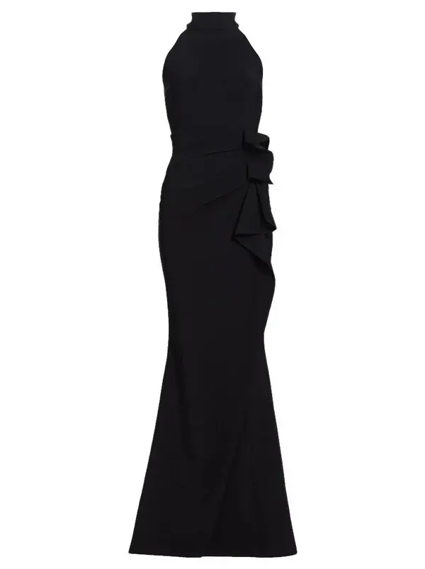 Chiara Boni La Petite Robe Gudrum Halter Ruffle Gown - Black