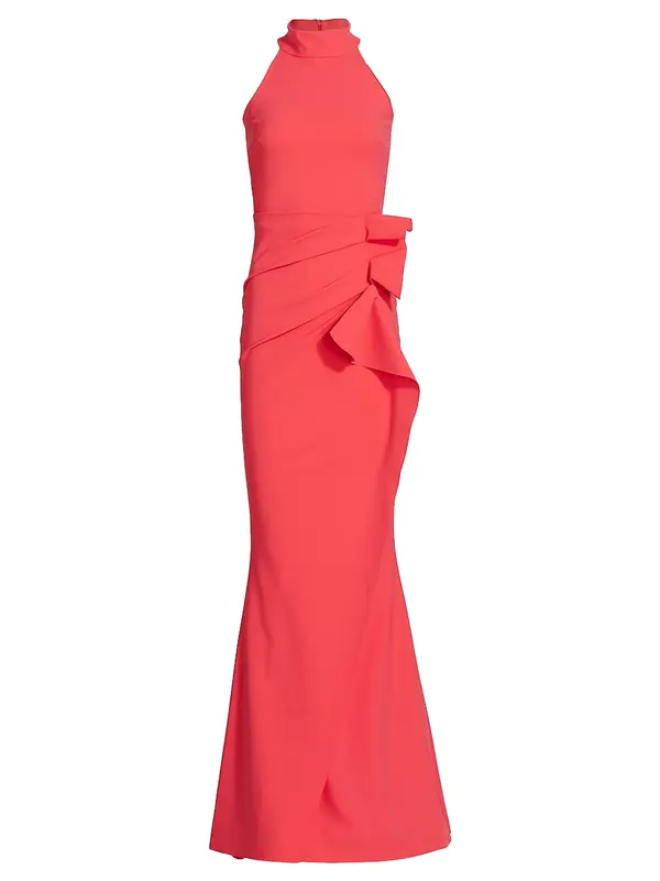 Chiara Boni La Petite Robe Gudrum Halter Ruffle Gown - Corallo