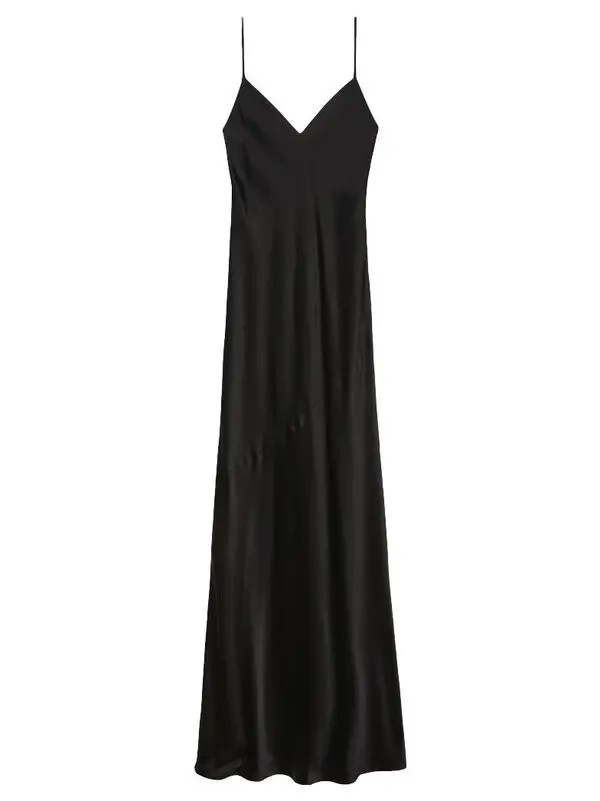 L'Agence Serita Silk Slip Maxi Dress - Black