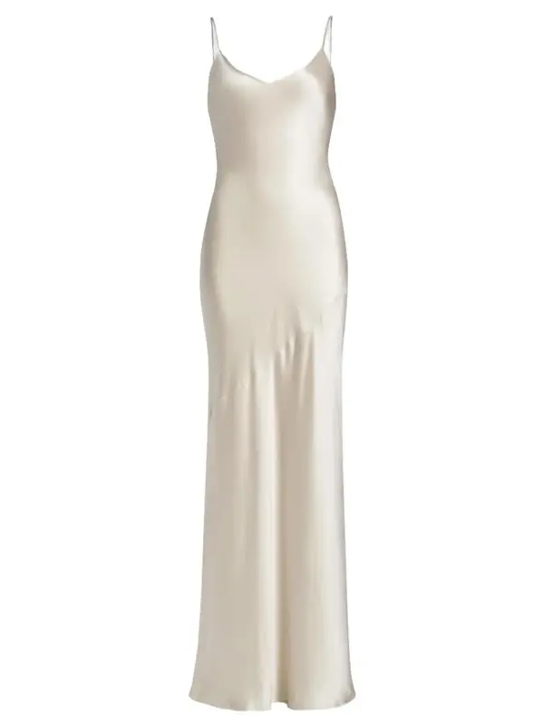 L'Agence Serita Silk Slip Maxi Dress - Champagne