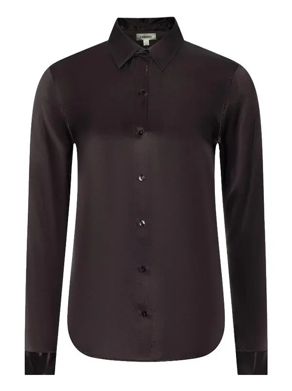 L'Agence Tyler Silk Satin Blouse - Dark Java