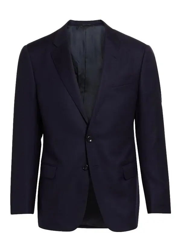Giorgio Armani Solid Single-breasted Blazer - Navy