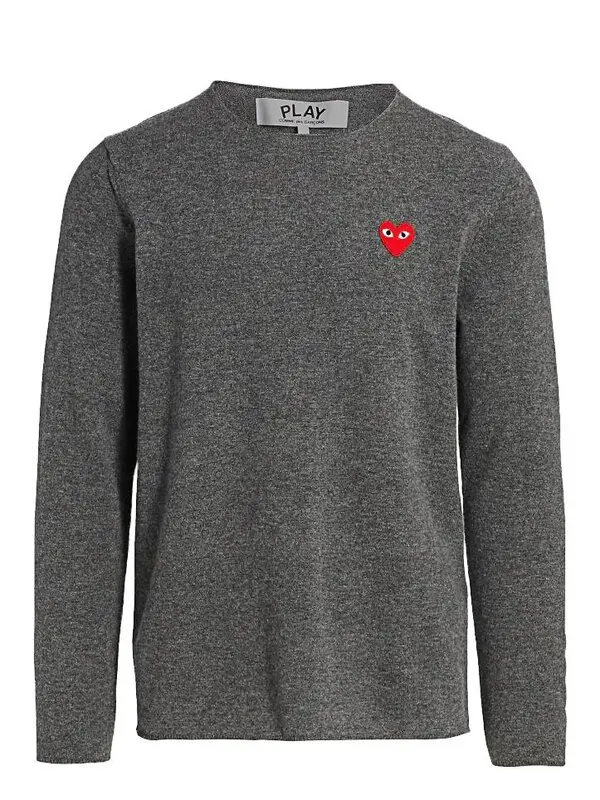 Play Comme Des Garcon Signature Wool Sweater - Black