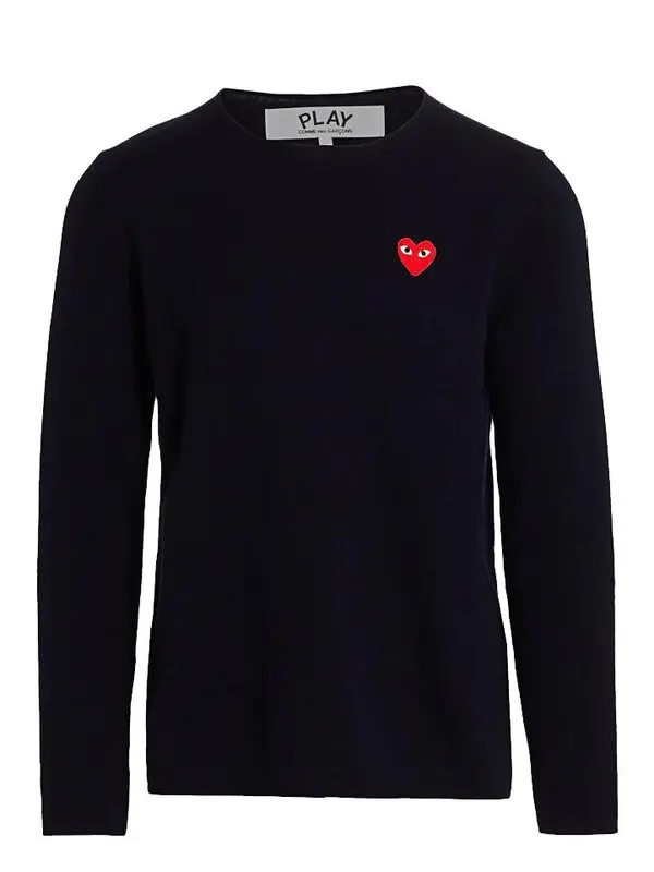 Play Comme Des Garcon Signature Wool Sweater - Navy