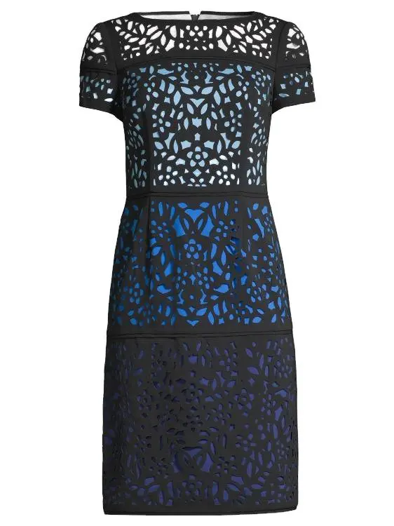 Shani Ombre Laser-cut Lace Dress - Blue