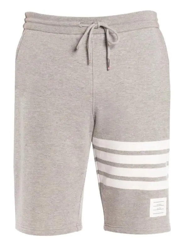 Thom Browne Classic Drawstring Cotton Sweatshorts - Light Grey
