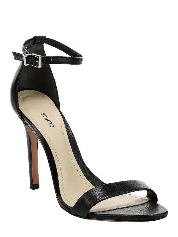 Schutz Cadey-lee Leather Ankle-strap Sandals - Black