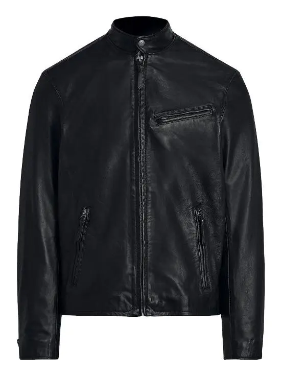 Polo Ralph Lauren Lambskin Café Racer Jacket - Black
