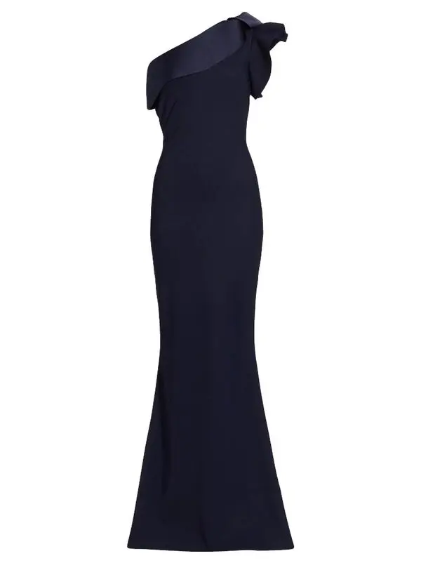Chiara Boni La Petite Robe Kika Ra Ruffled One-shoulder Trumpet Gown - Blue Notte