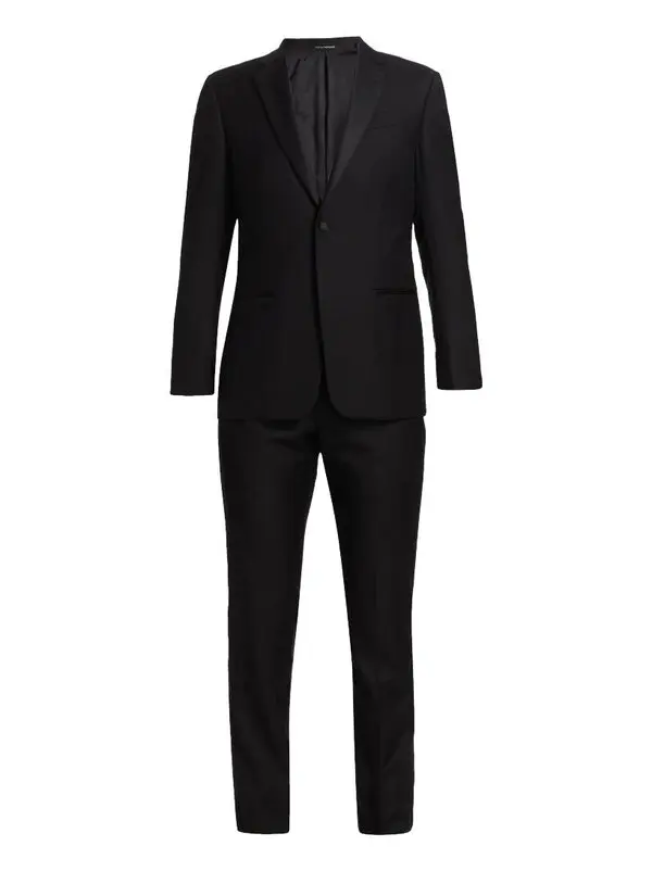 Emporio Armani One-button Regular-fit Wool Tuxedo - Black