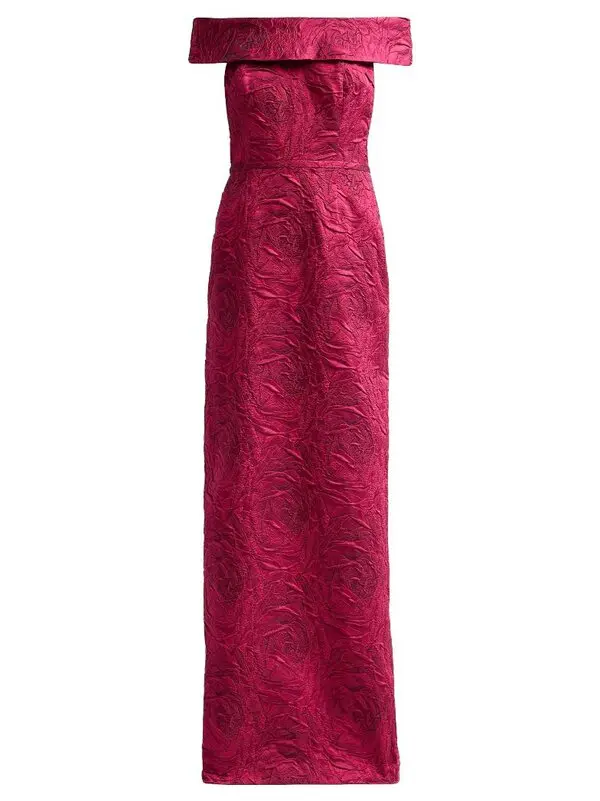Rickie Freeman For Teri Jon Jacquard Off-the-shoulder Gown - Lipstick