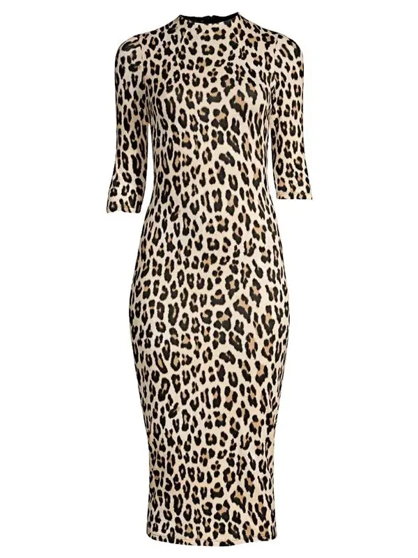 Alice + Olivia Delora Leopard Bodycon Dress - Textured Leopard
