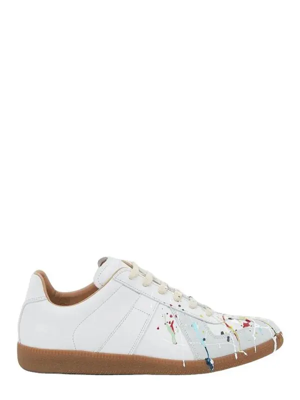 MAISON MARGIELA Replica Paint Splatter Leather Low-top Sneakers - White