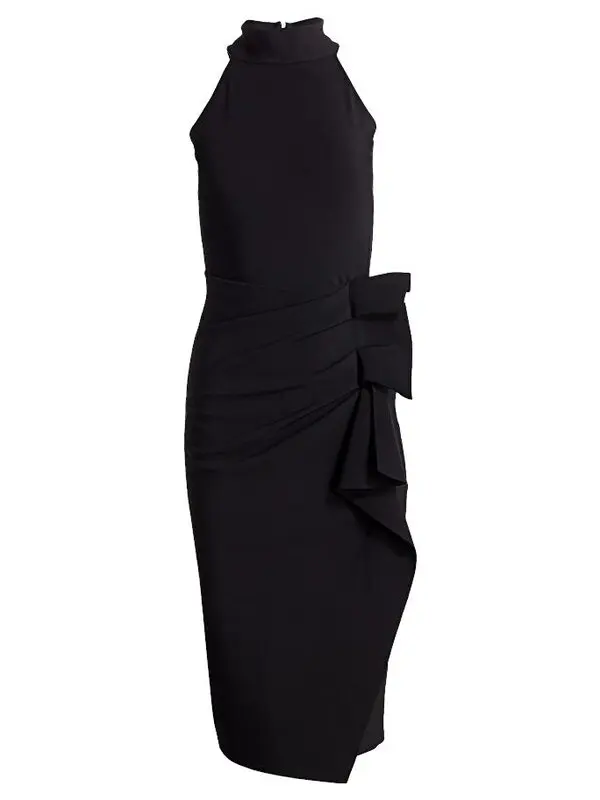 Chiara Boni La Petite Robe Halter Ruffle Midi Dress - Black