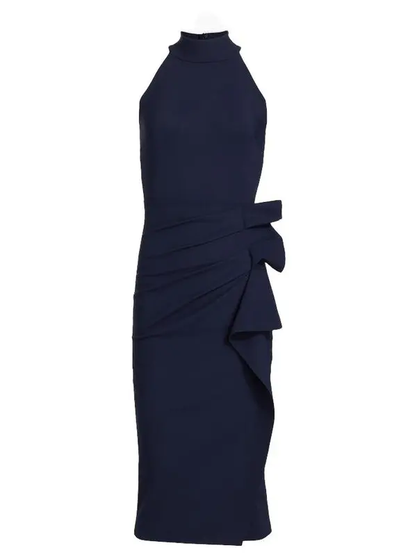 Chiara Boni La Petite Robe Halter Ruffle Midi Dress - Blue Notte