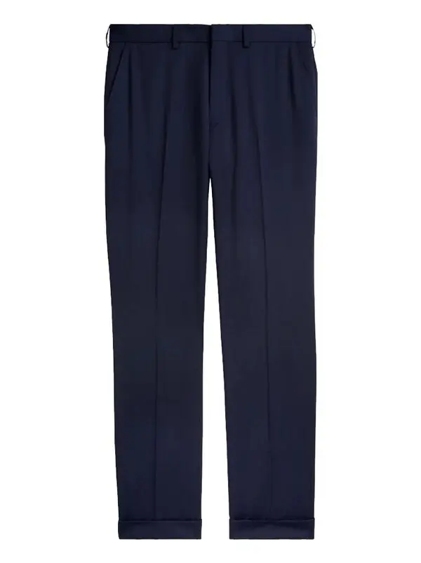 Ralph Lauren Purple Label Greg Flat-front Wool Pants - Navy