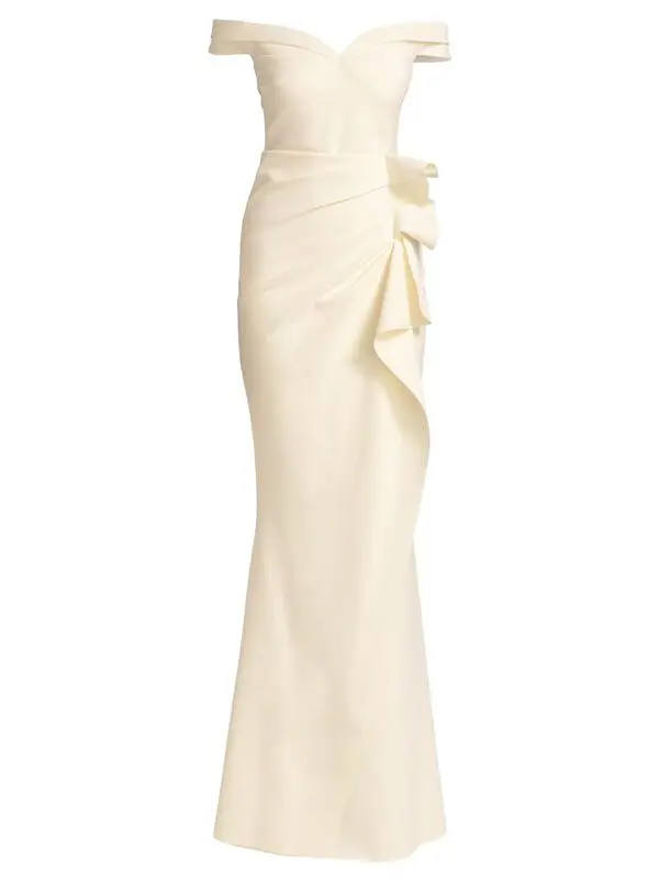 Chiara Boni La Petite Robe Radoslava Off-the-shoulder Wrap Gown - Cream