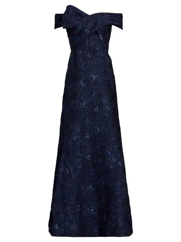 Rickie Freeman For Teri Jon Off-the-shoulder Gown - Sapphire