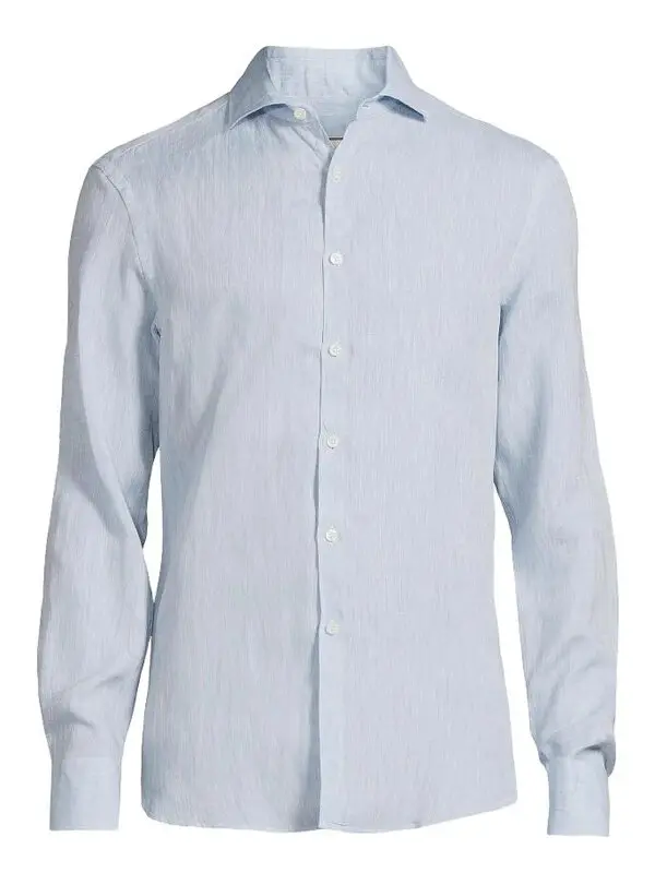 Canali Linen Sport Shirt - Light Blue