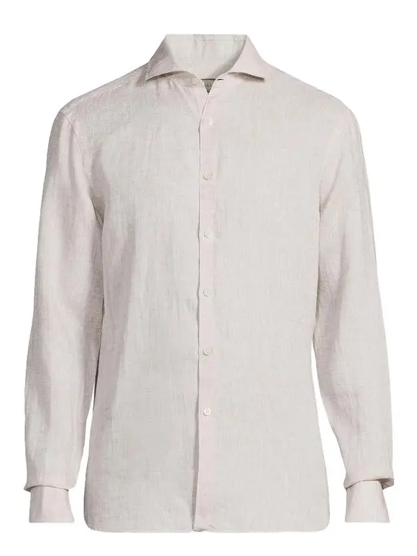 Canali Linen Sport Shirt - Light Tan