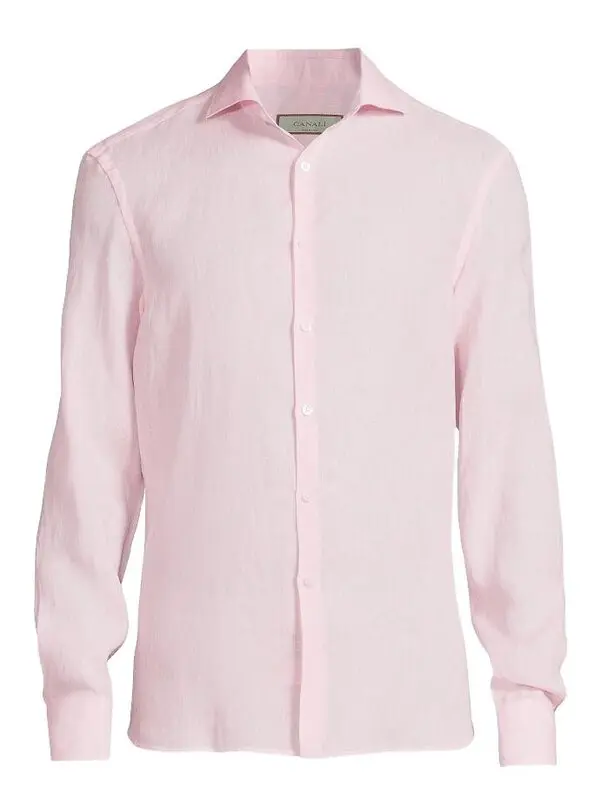 Canali Linen Sport Shirt - Pink