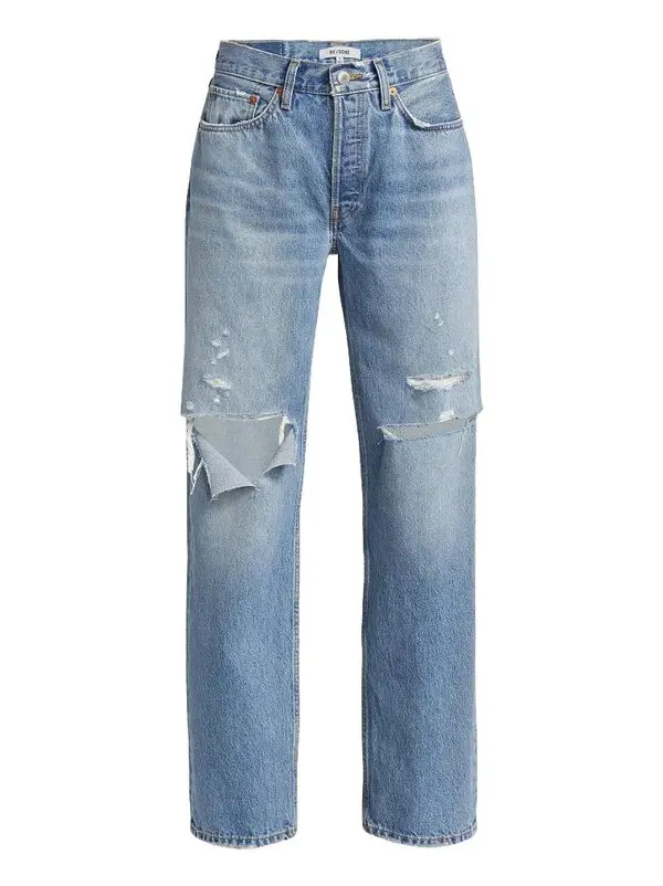 RE/DONE 90s Comfy High-rise Jeans - Sunfaded Destroy