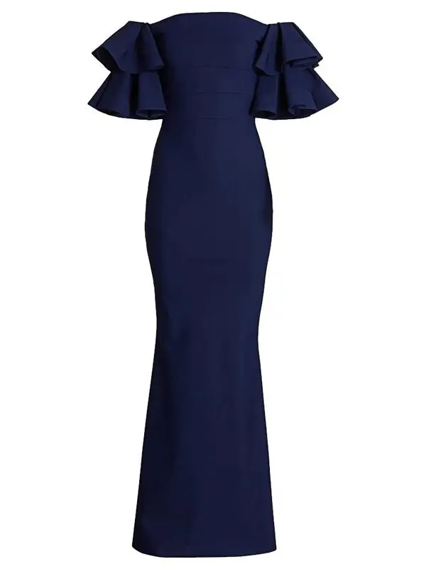 Chiara Boni La Petite Robe Parvati Off-the-shoulder Gown - Blue Notte