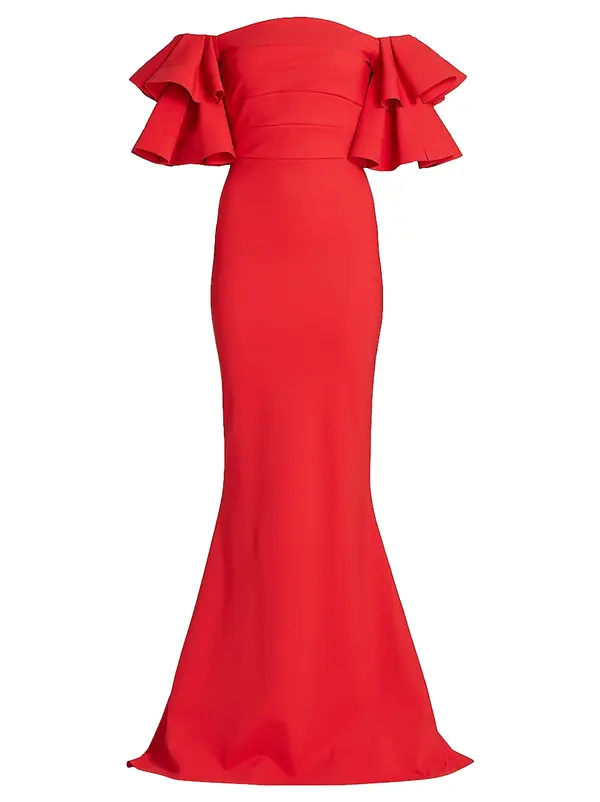 Chiara Boni La Petite Robe Parvati Off-the-shoulder Gown - Passion