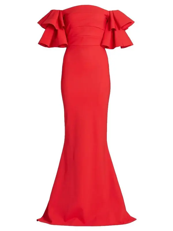Chiara Boni La Petite Robe Parvati Off-the-shoulder Gown - Passion