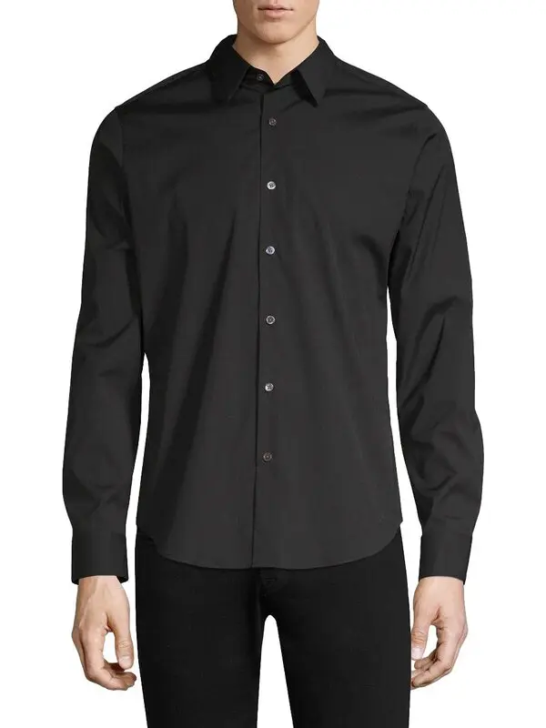 Theory Sylvain Wealth Poplin Long-sleeve Shirt - Black