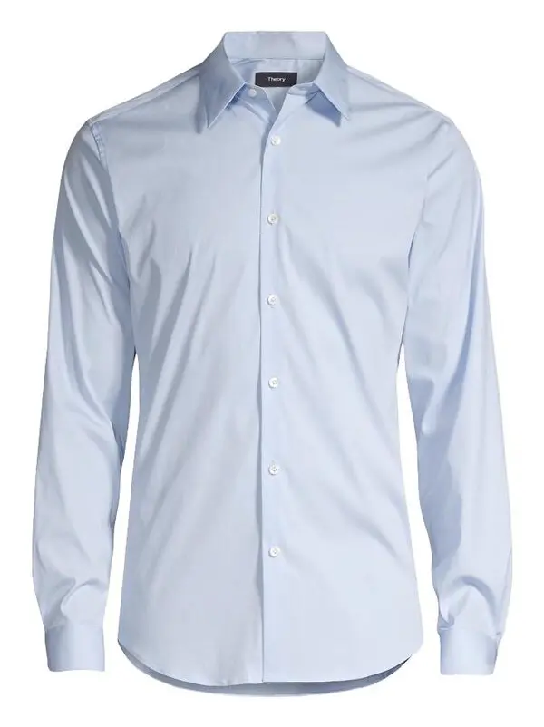 Theory Sylvain Wealth Poplin Long-sleeve Shirt - Olympic