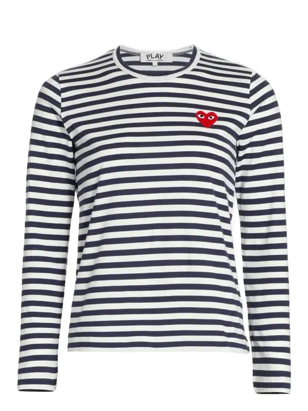 Play Comme Des Garcon Long-sleeve Striped T-shirt - Navy White